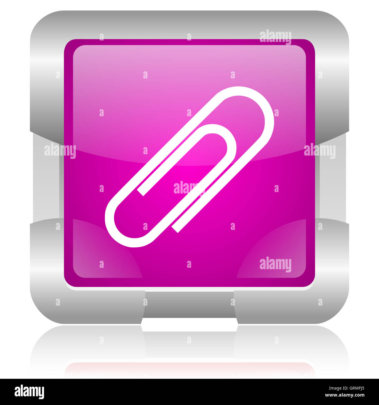 paper clip pink square web glossy icon Stock Photo - Alamy
