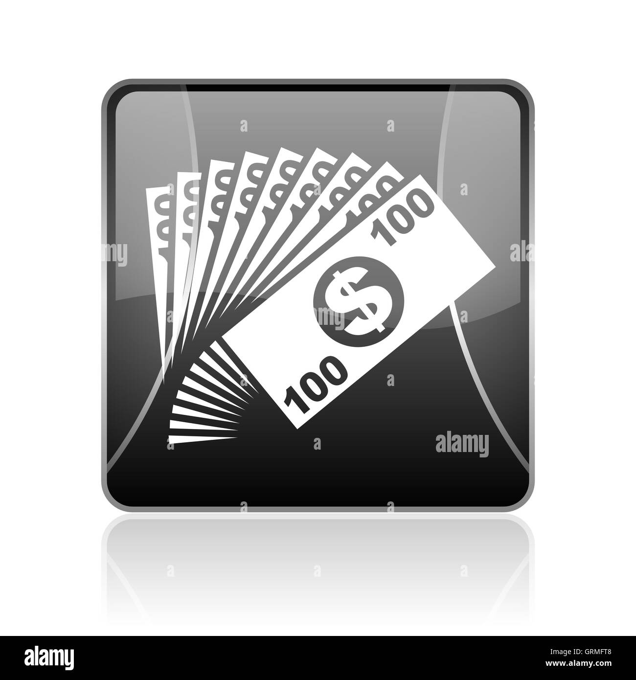 money black square web glossy icon Stock Photo - Alamy