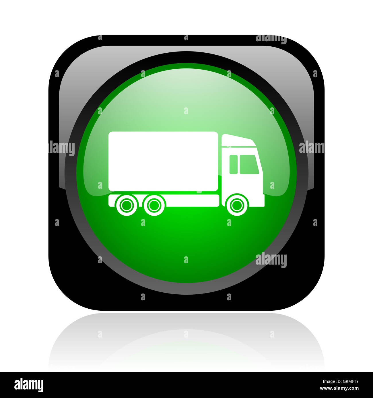 delivery black and green square web glossy icon Stock Photo - Alamy