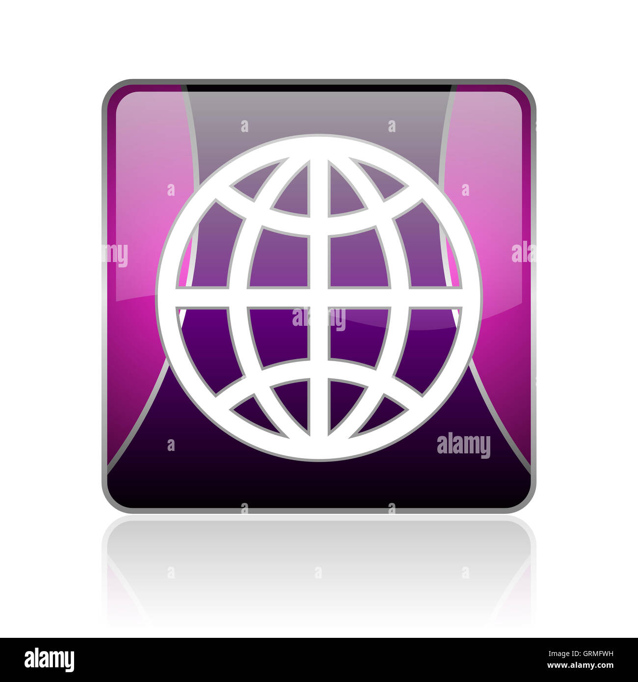 earth violet square web glossy icon Stock Photo - Alamy