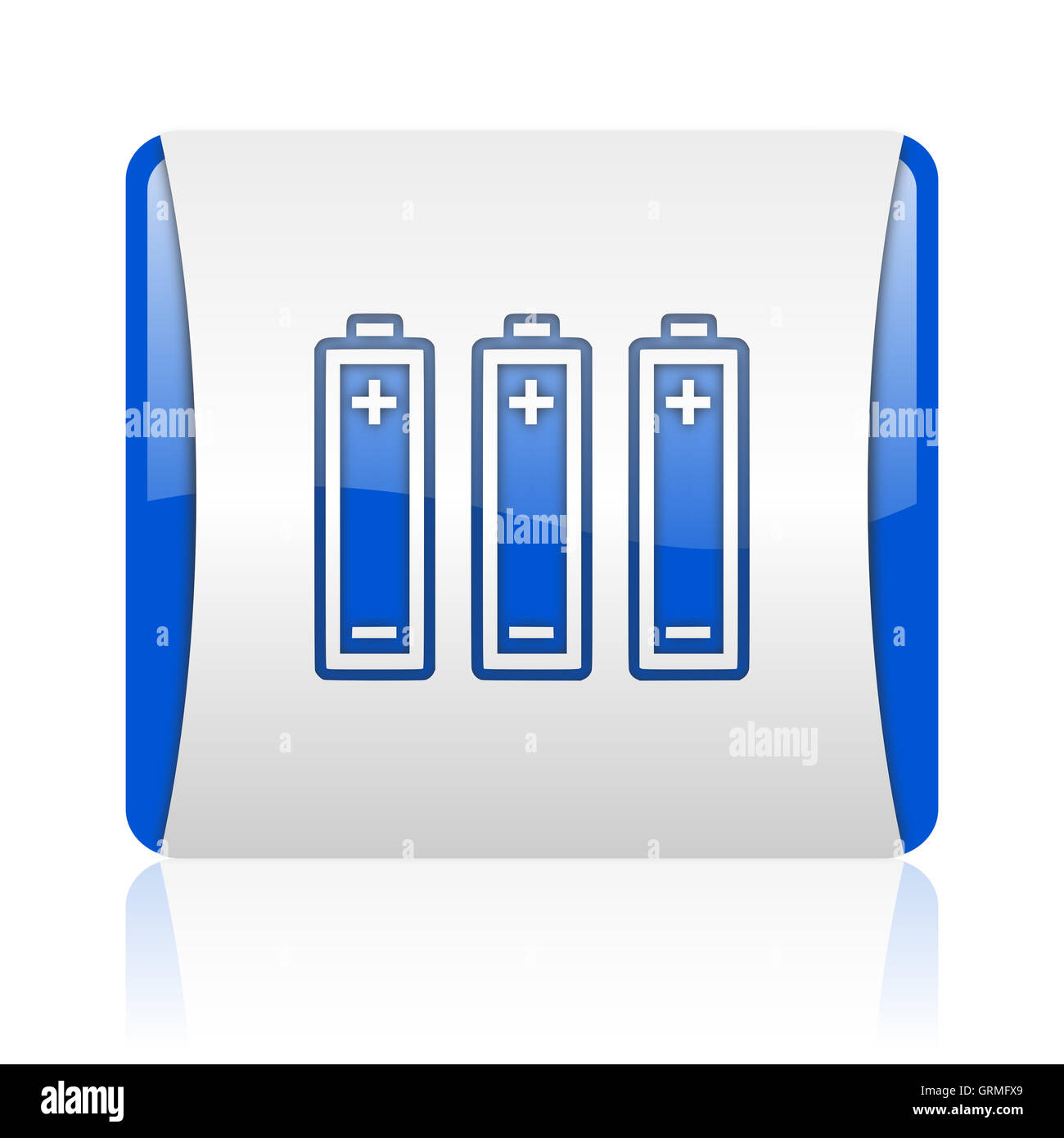 batteries blue square web glossy icon Stock Photo - Alamy