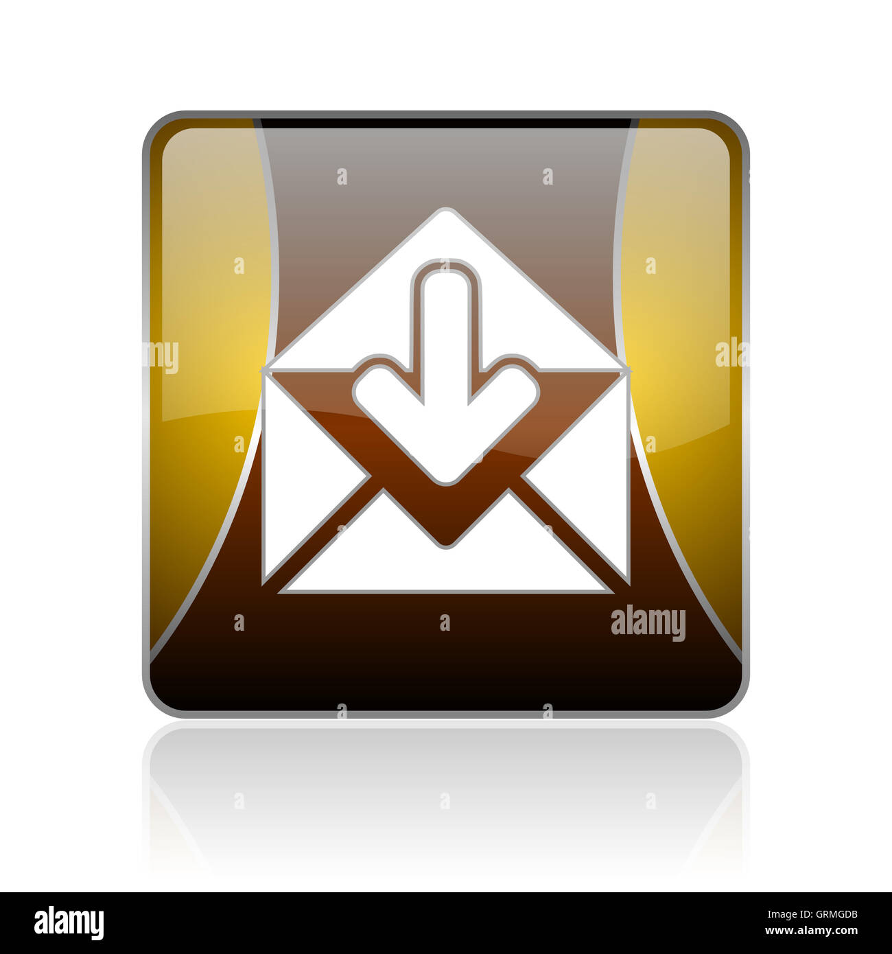 mail golden square web glossy icon Stock Photo - Alamy