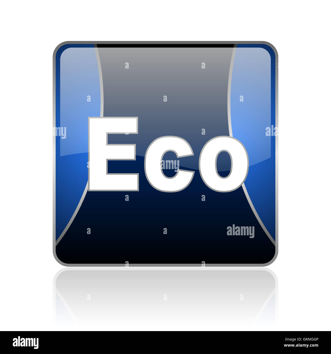 eco blue square web glossy icon Stock Photo - Alamy