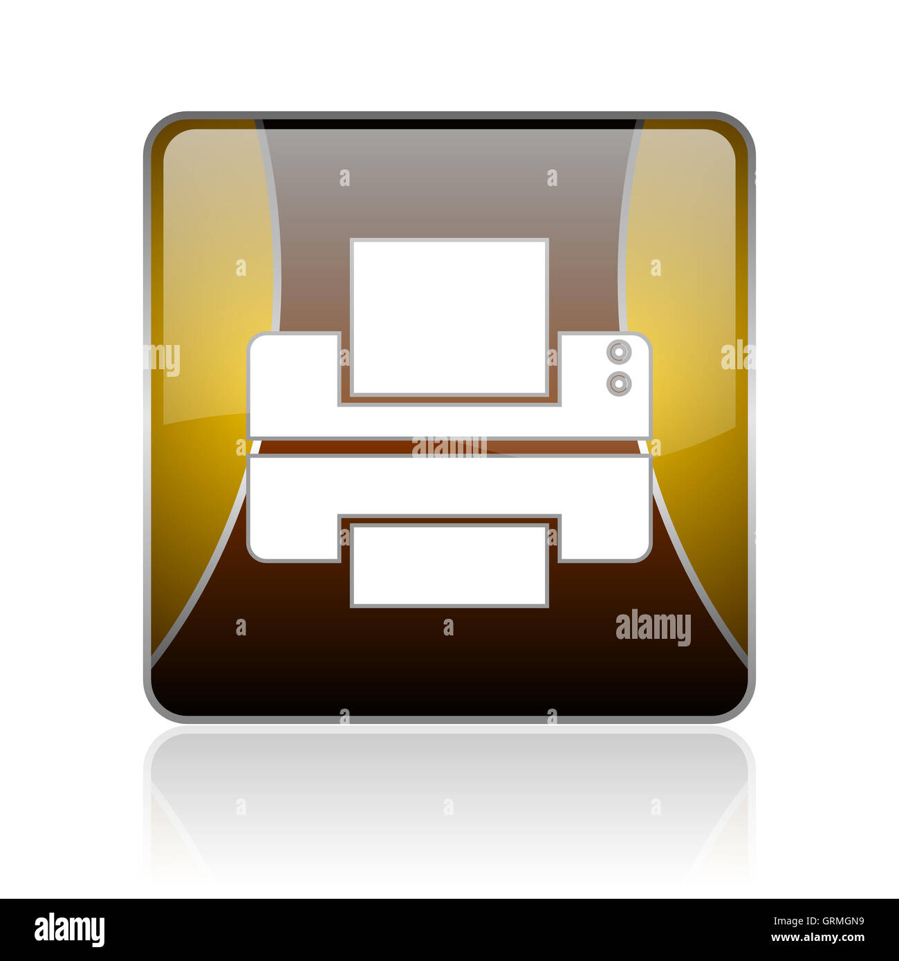 printer golden square web glossy icon Stock Photo - Alamy