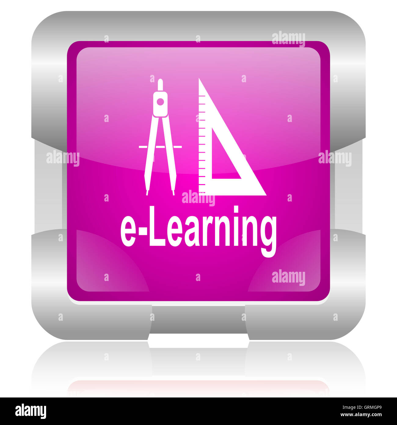 e-learning pink square web glossy icon Stock Photo - Alamy