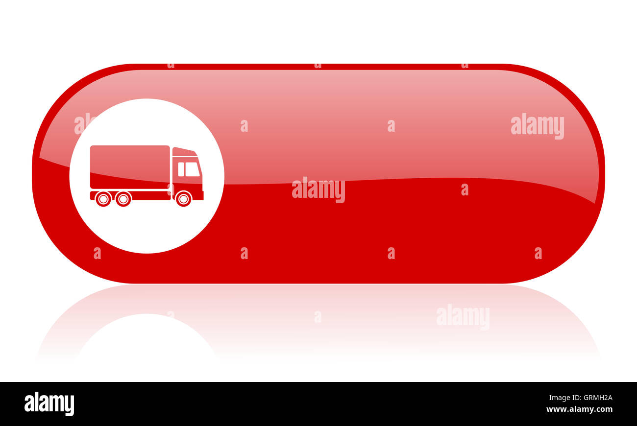 delivery red web glossy icon Stock Photo - Alamy