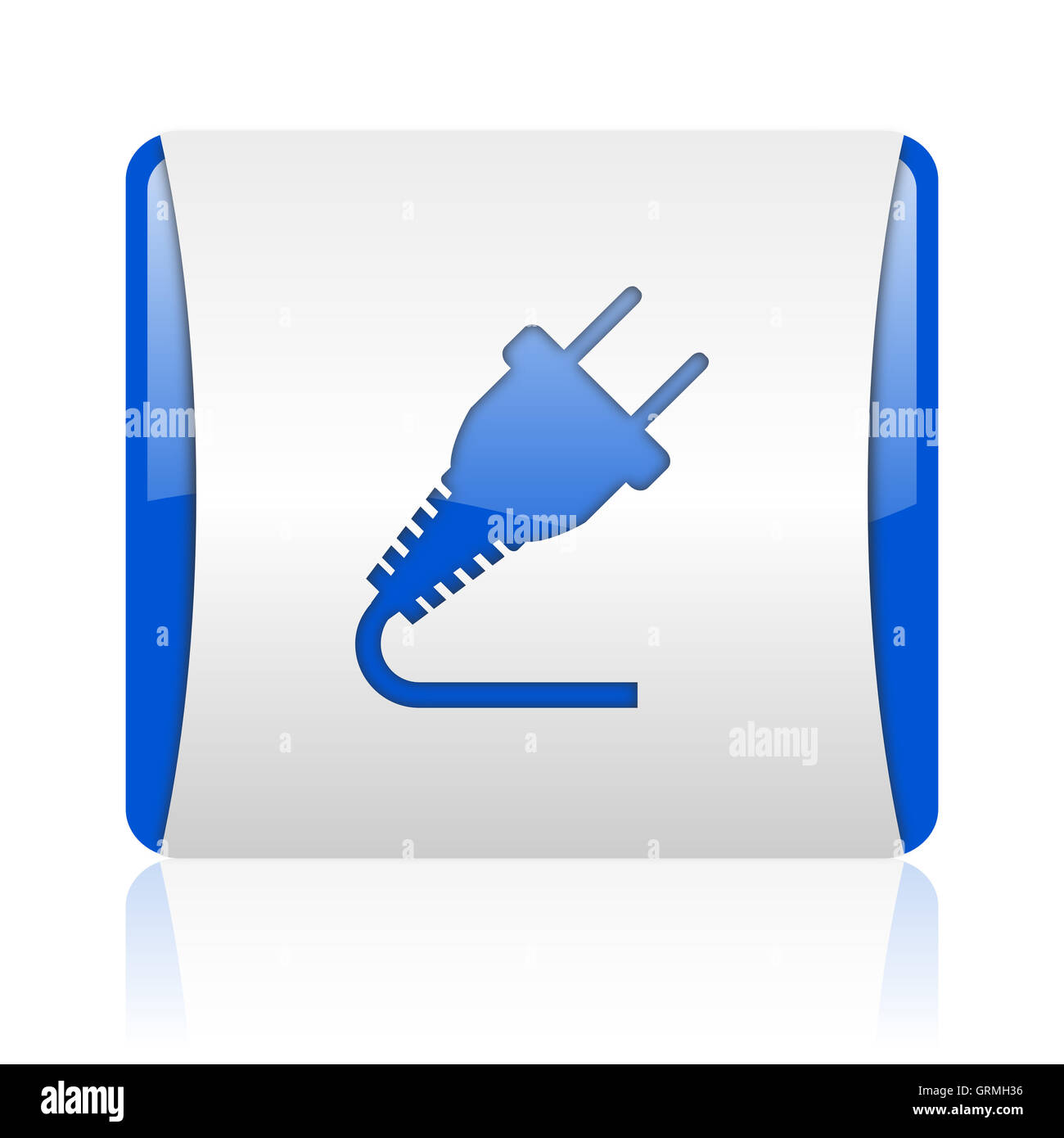 plug blue square web glossy icon Stock Photo - Alamy