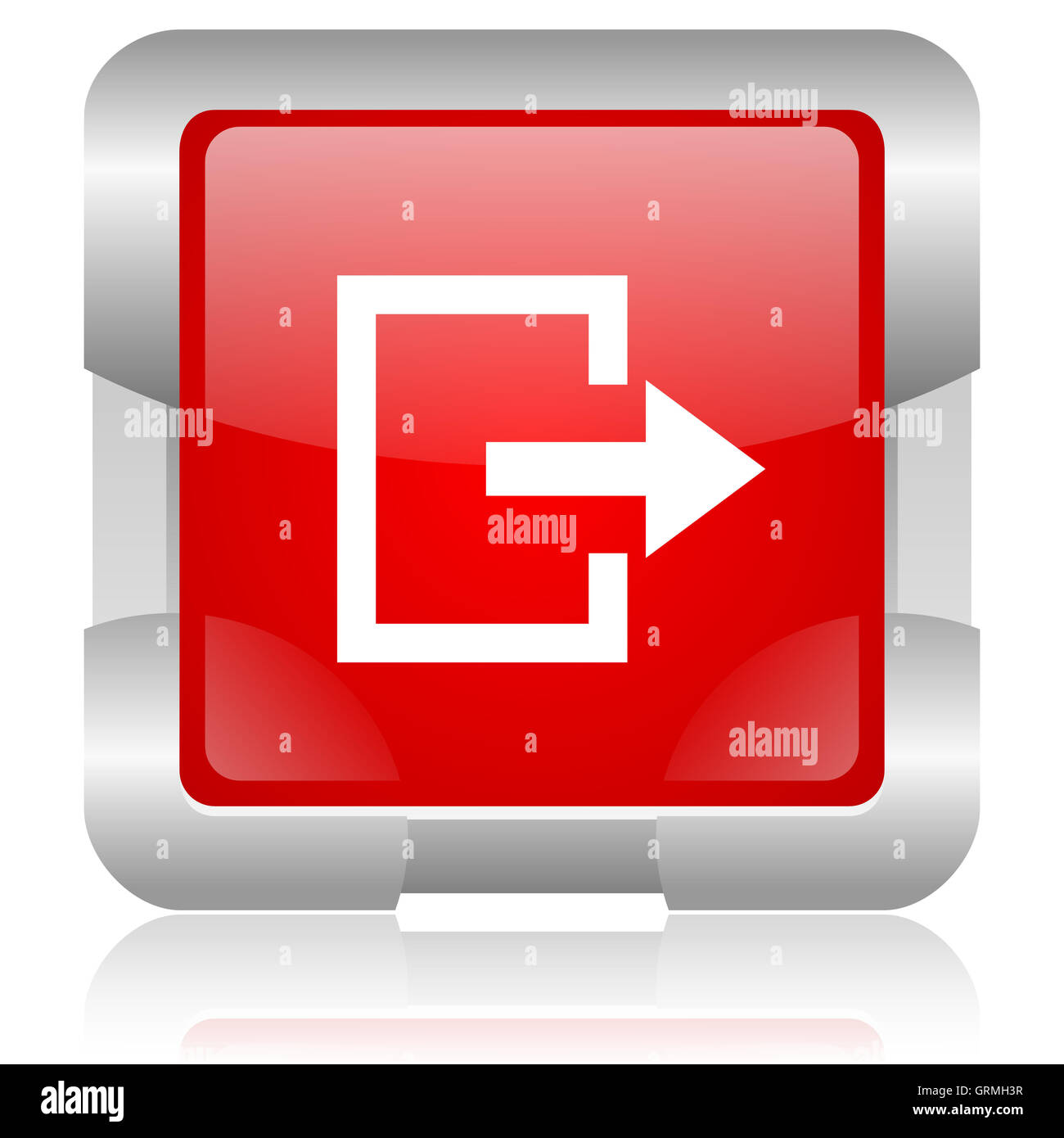 exit red square web glossy icon Stock Photo - Alamy