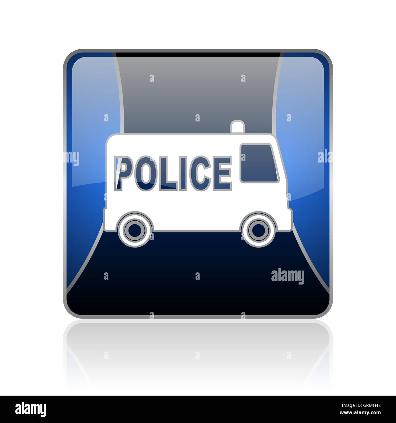 police blue square web glossy icon Stock Photo - Alamy