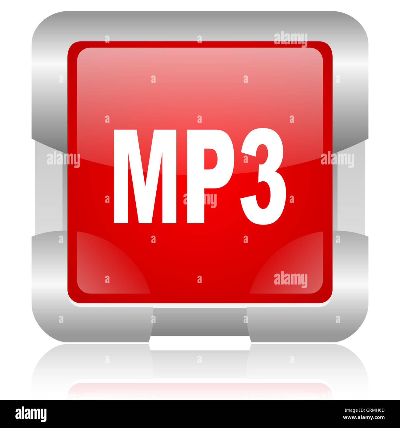 mp3 red square web glossy icon Stock Photo - Alamy