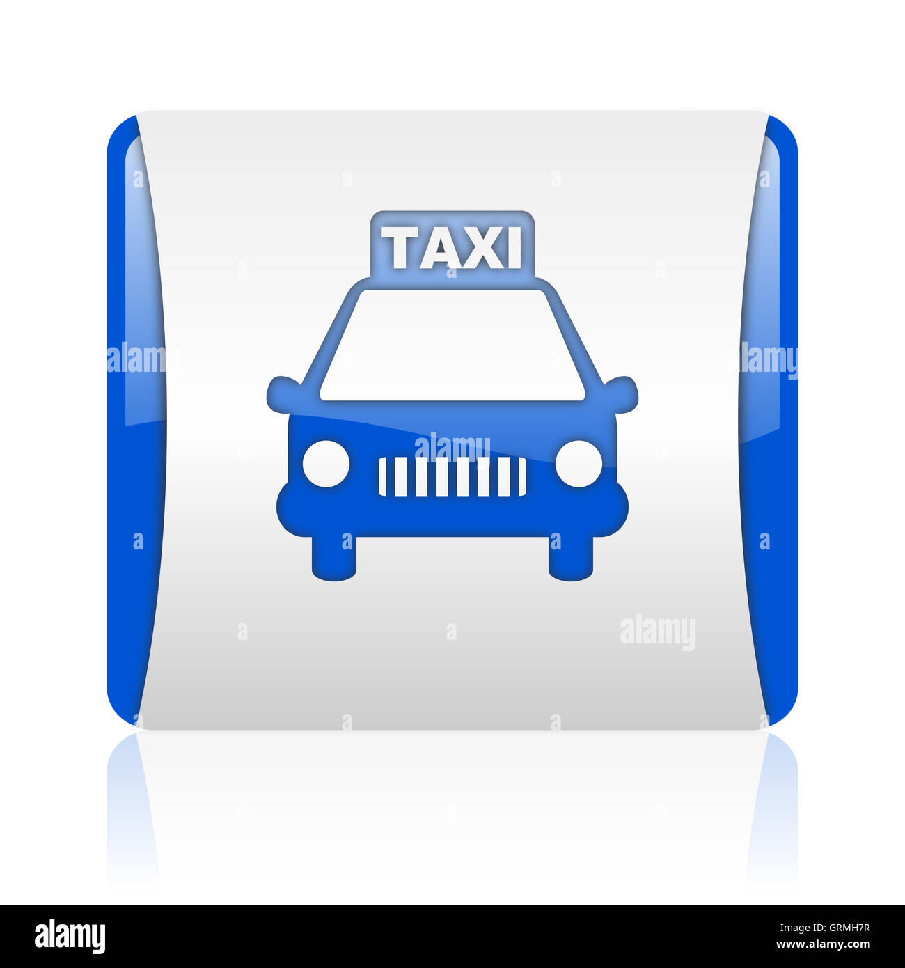 taxi blue square web glossy icon Stock Photo - Alamy