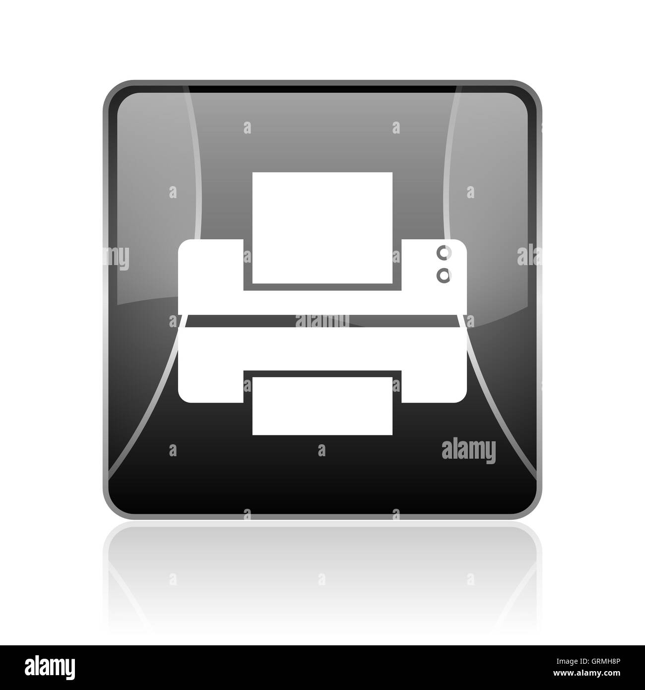 printer black square web glossy icon Stock Photo - Alamy