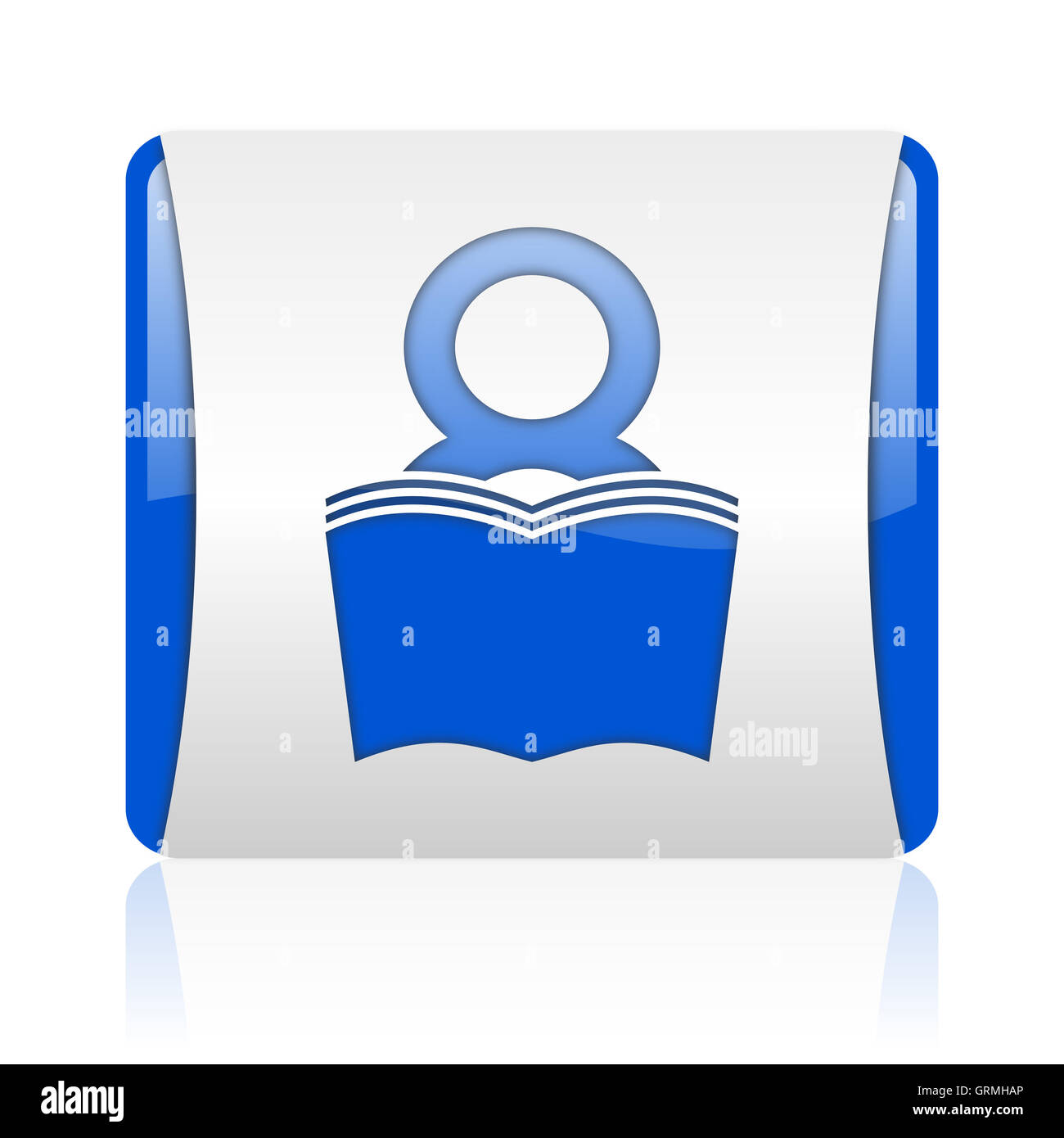 book blue square web glossy icon Stock Photo - Alamy