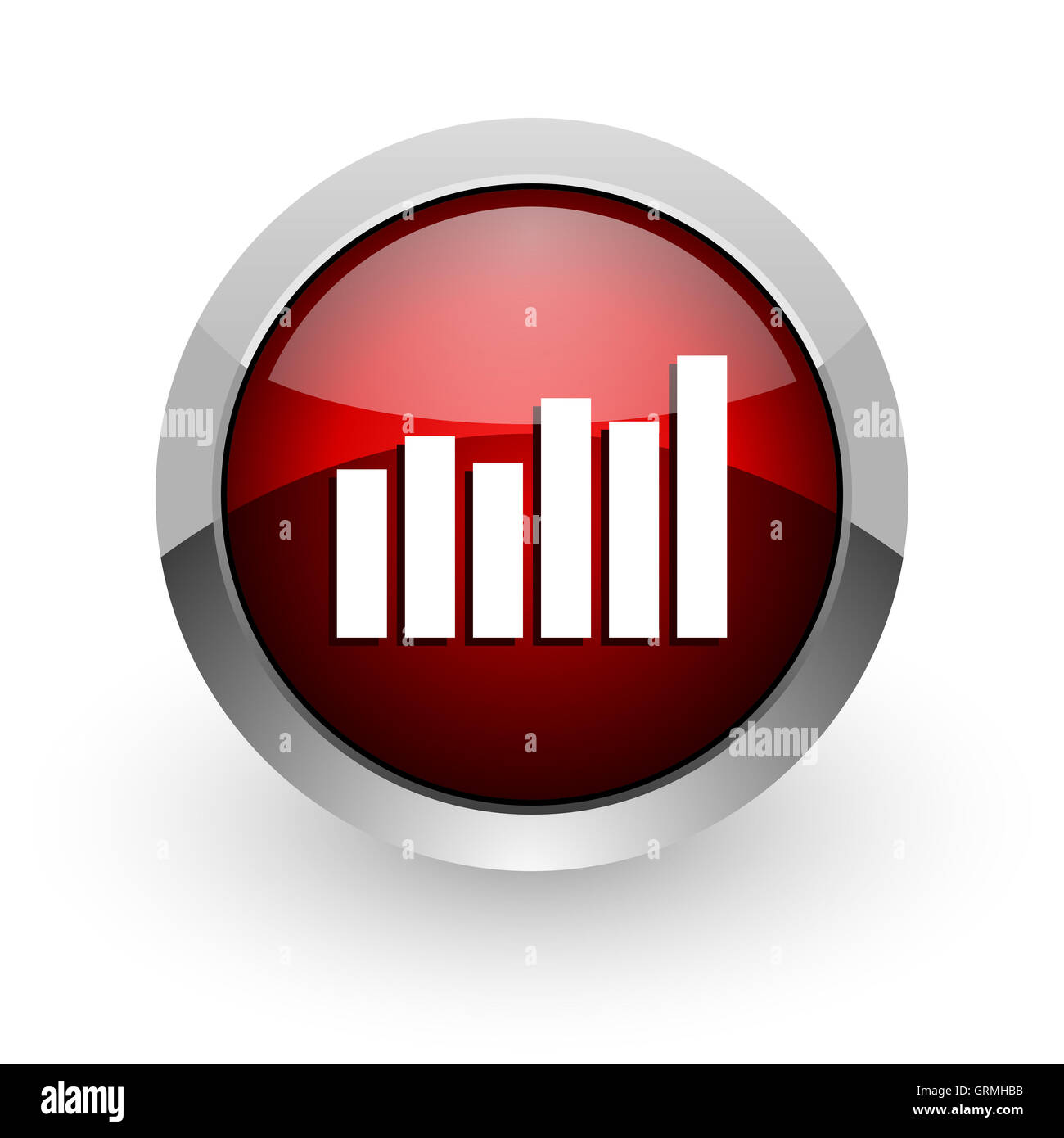 bar graph red circle web glossy icon Stock Photo - Alamy