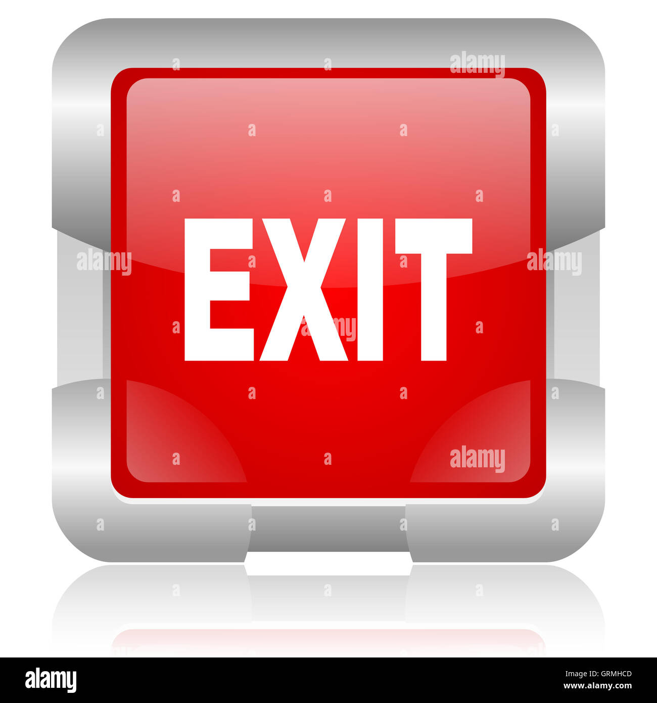 exit red square web glossy icon Stock Photo - Alamy