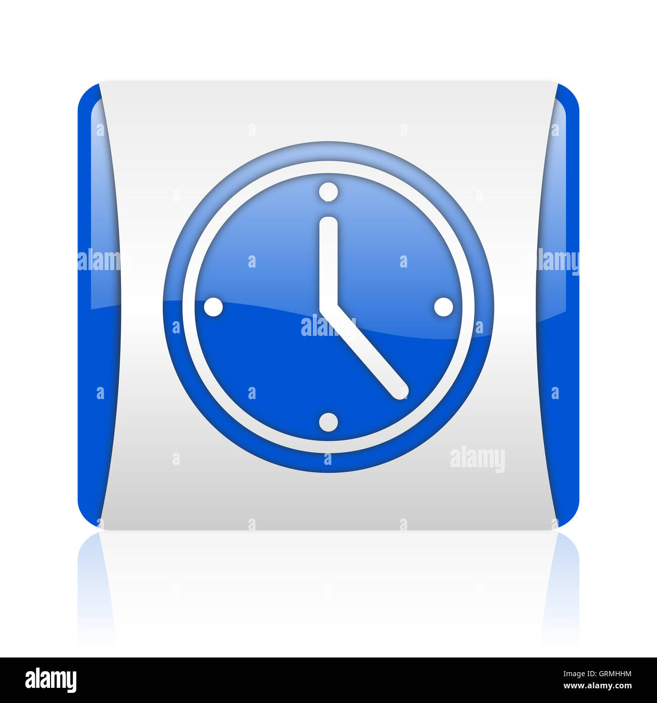 clock blue square web glossy icon Stock Photo - Alamy
