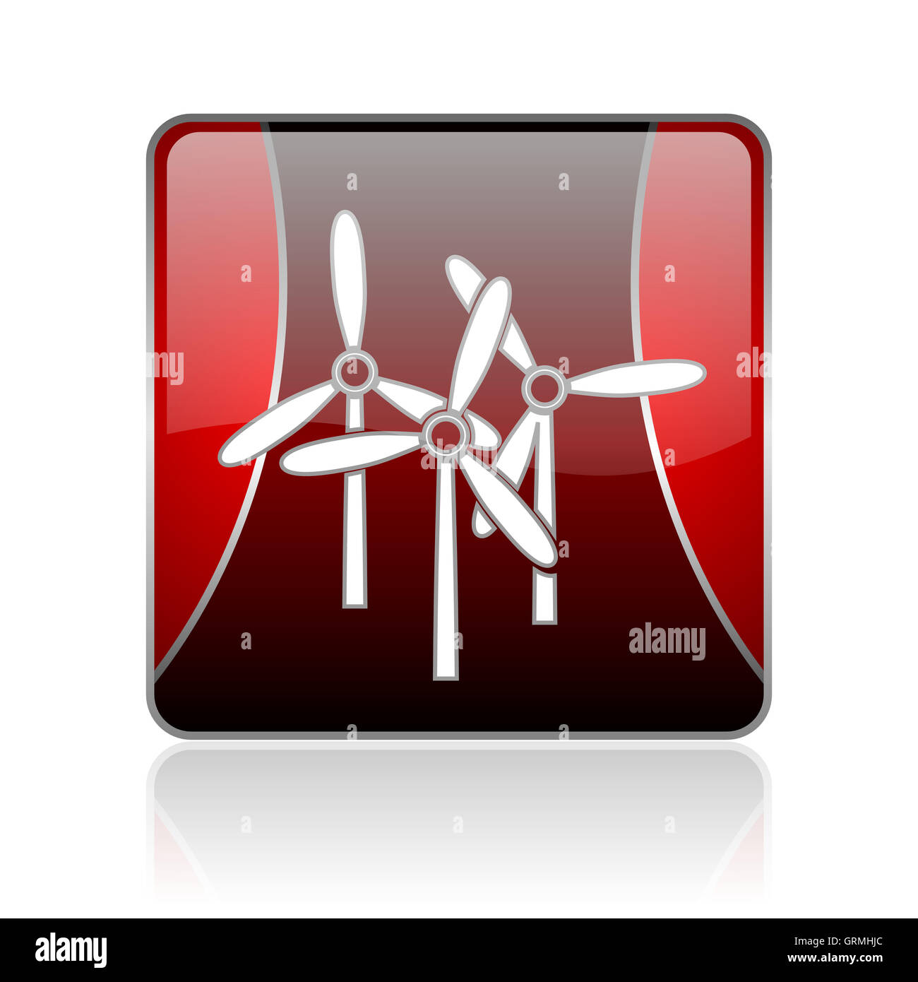 windmill red square web glossy icon Stock Photo - Alamy