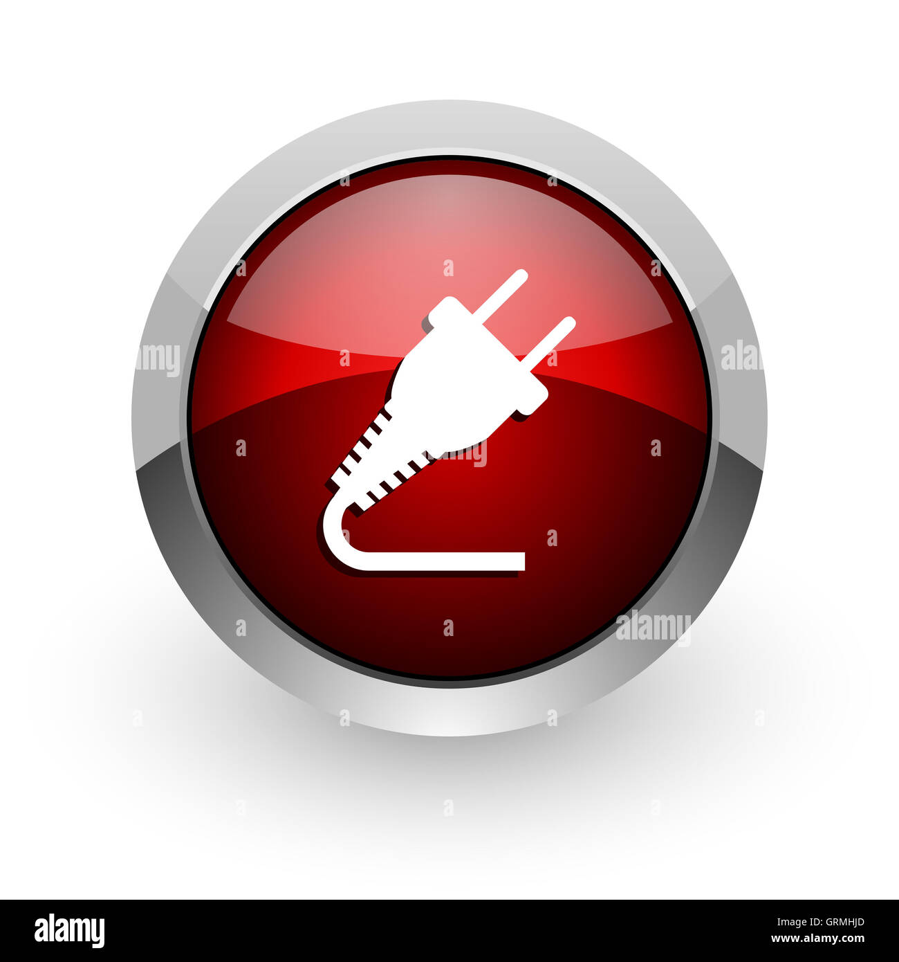 plug red circle web glossy icon Stock Photo - Alamy