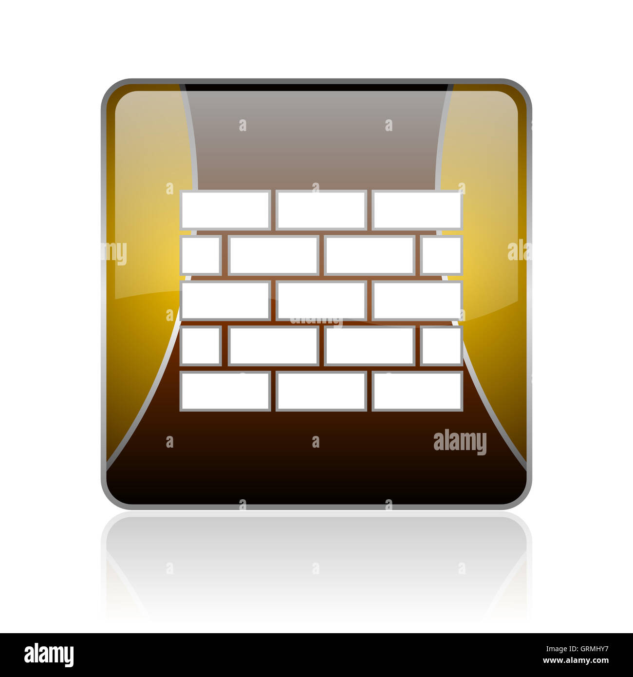 firewall golden square web glossy icon Stock Photo - Alamy