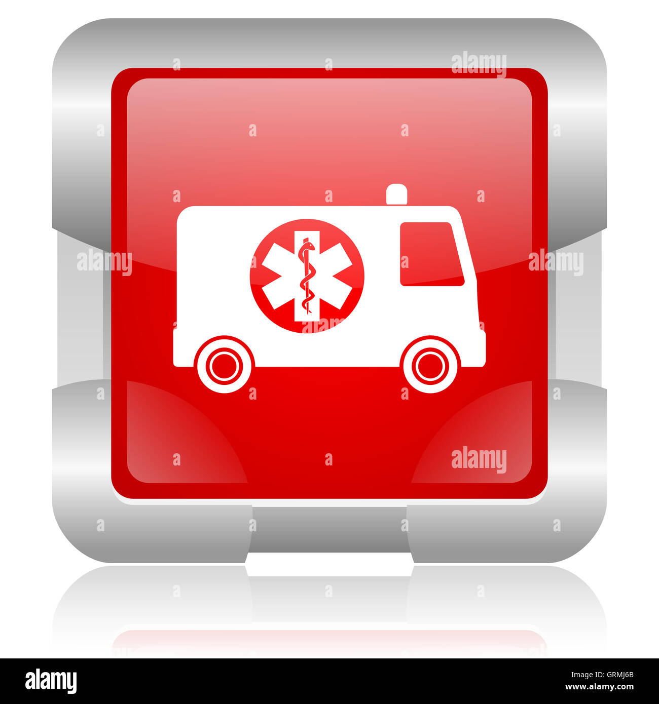 ambulance red square web glossy icon Stock Photo - Alamy