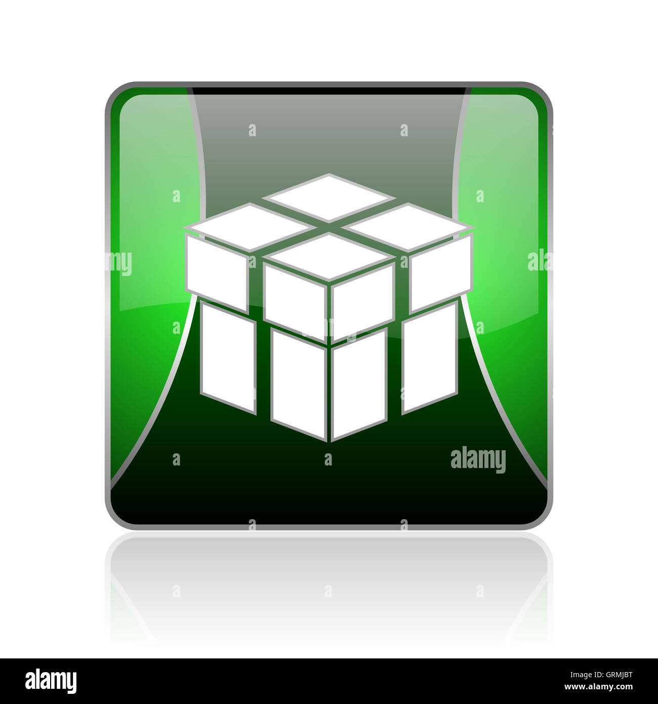 box black and green square web glossy icon Stock Photo - Alamy