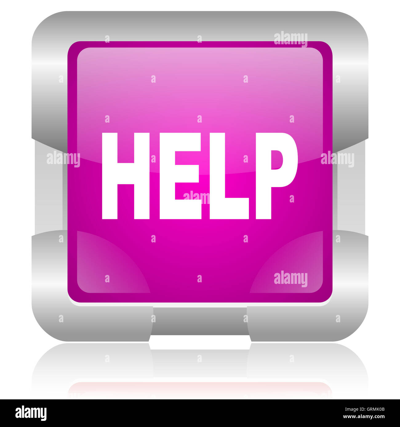 help pink square web glossy icon Stock Photo - Alamy