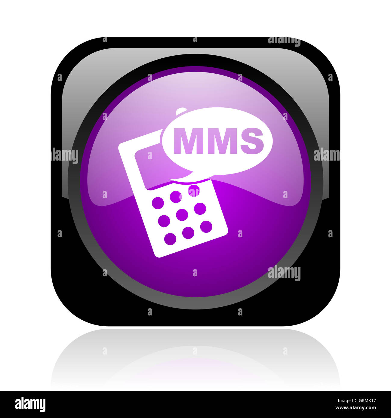 mms black and violet square web glossy icon Stock Photo - Alamy