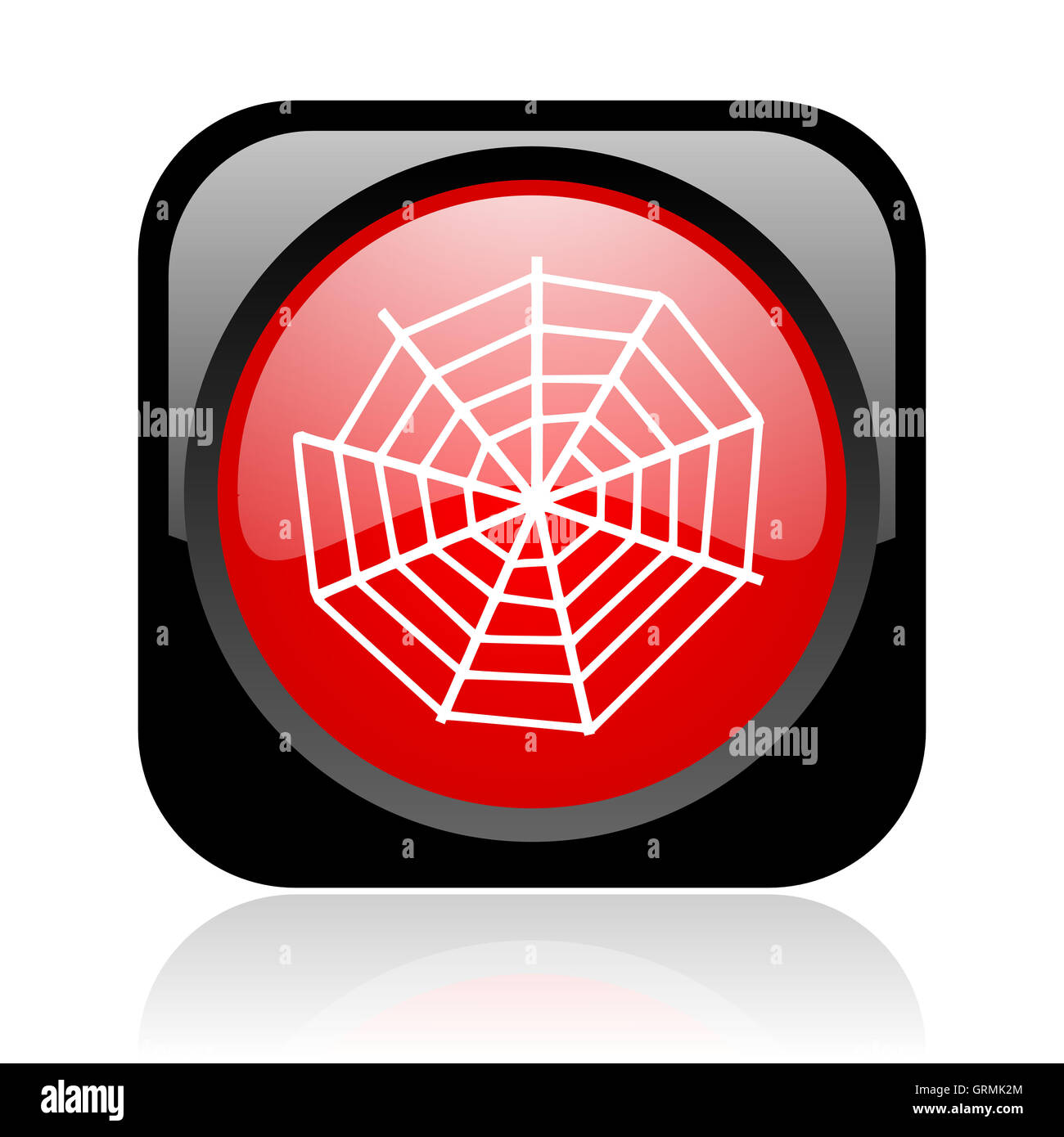 spider web black and red square web glossy icon Stock Photo - Alamy