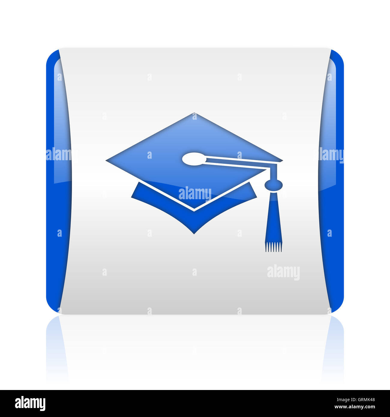 graduation blue square web glossy icon Stock Photo - Alamy