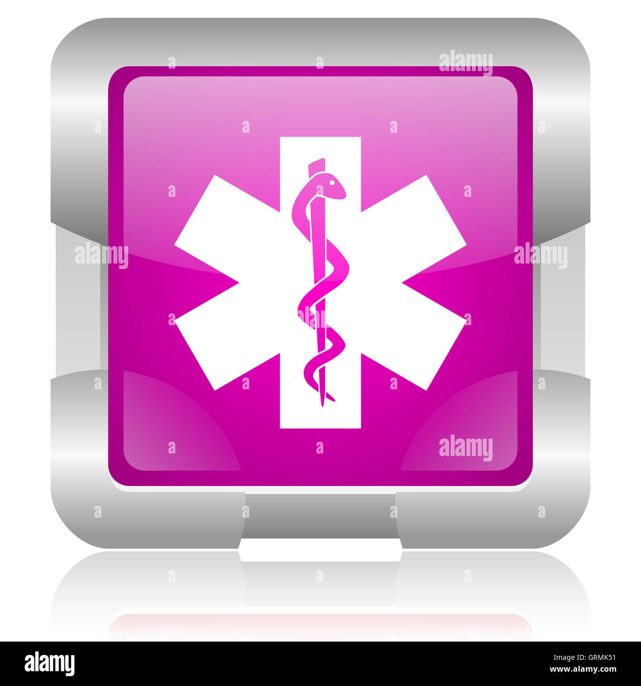caduceus pink square web glossy icon Stock Photo - Alamy