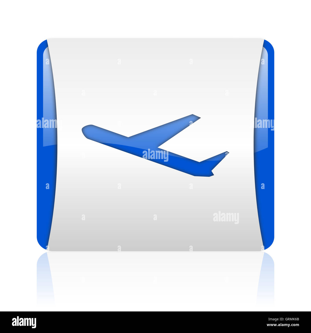 airplane blue square web glossy icon Stock Photo - Alamy
