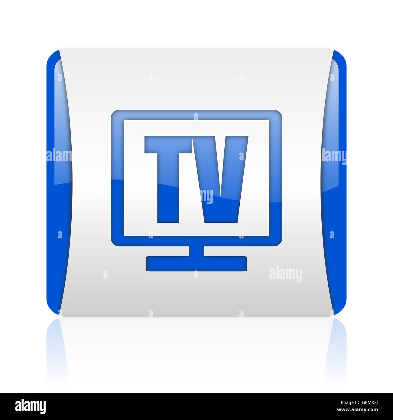 tv blue square web glossy icon Stock Photo - Alamy