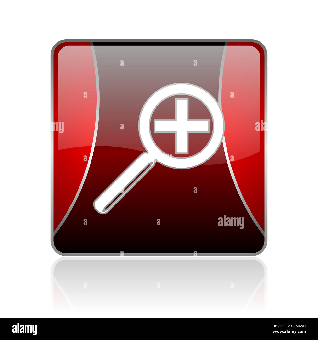 magnification red square web glossy icon Stock Photo - Alamy