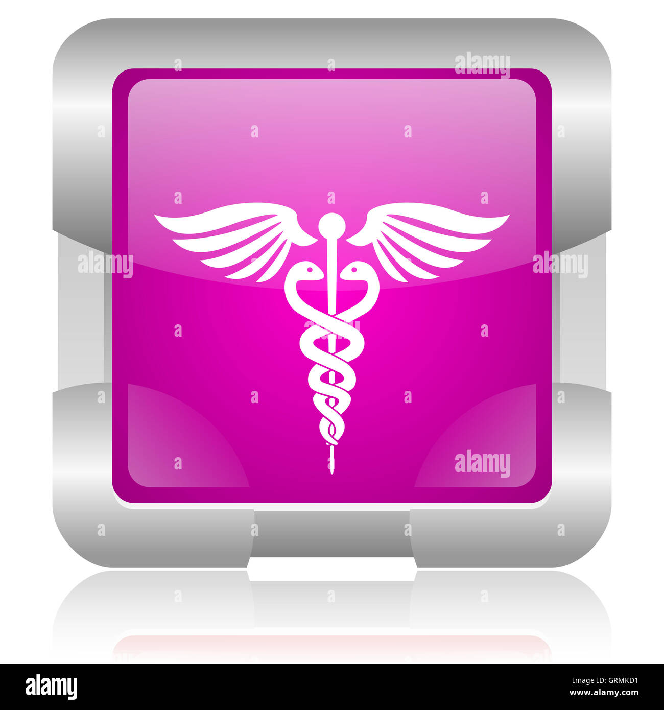 caduceus pink square web glossy icon Stock Photo - Alamy