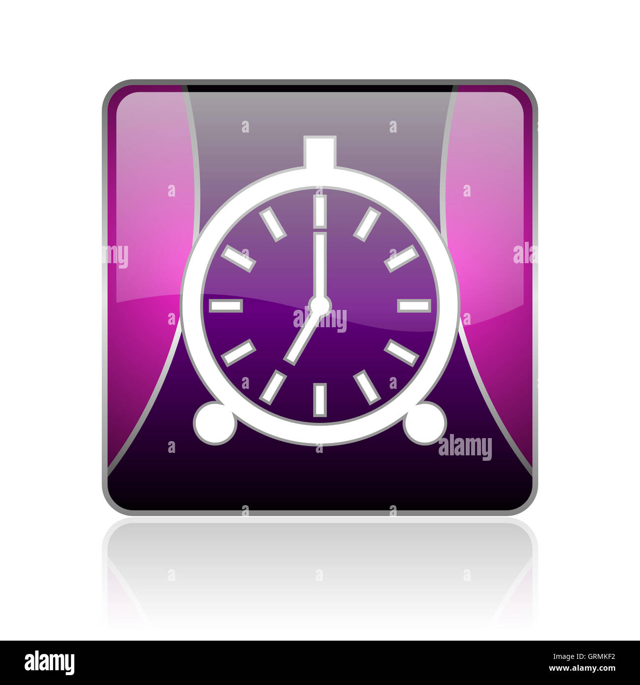alarm clock violet square web glossy icon Stock Photo - Alamy