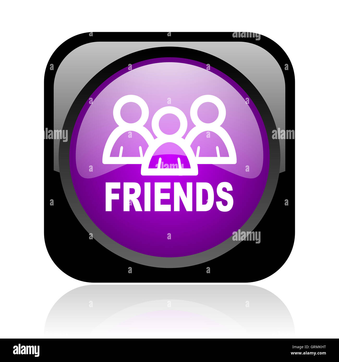 friends black and violet square web glossy icon Stock Photo - Alamy