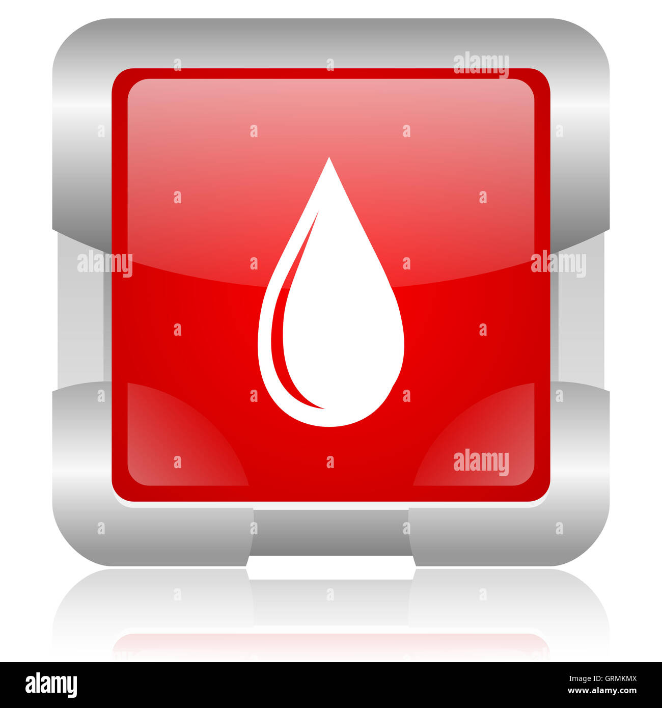 water drop red square web glossy icon Stock Photo - Alamy