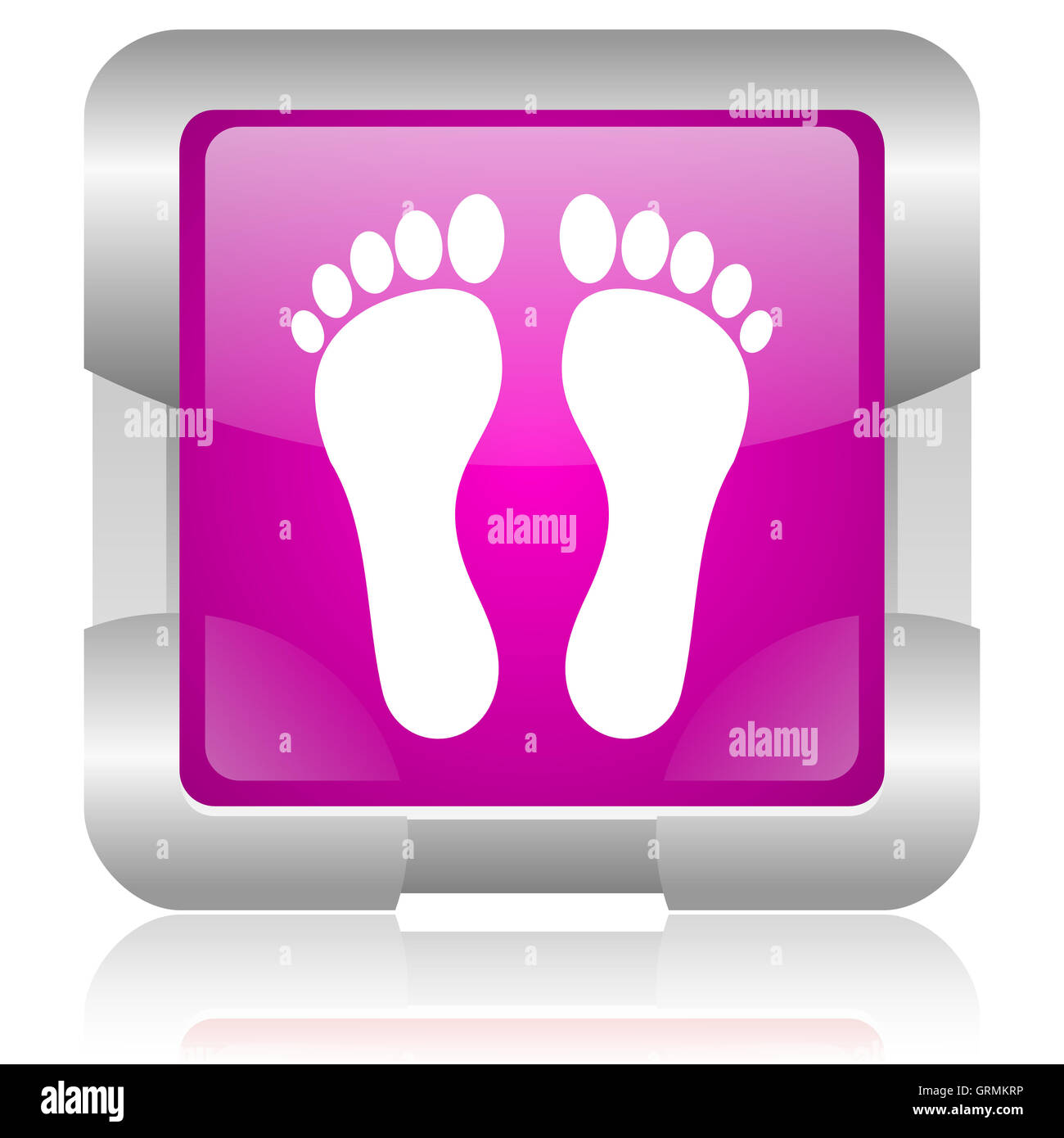 footprint pink square web glossy icon Stock Photo - Alamy