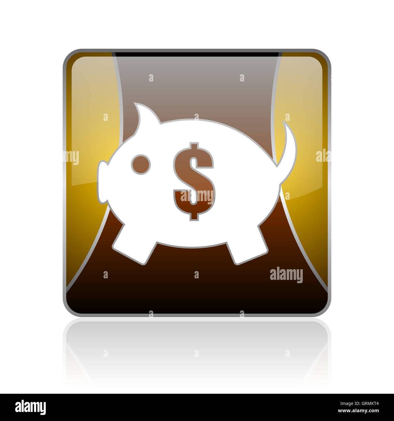piggy bank golden square web glossy icon Stock Photo - Alamy