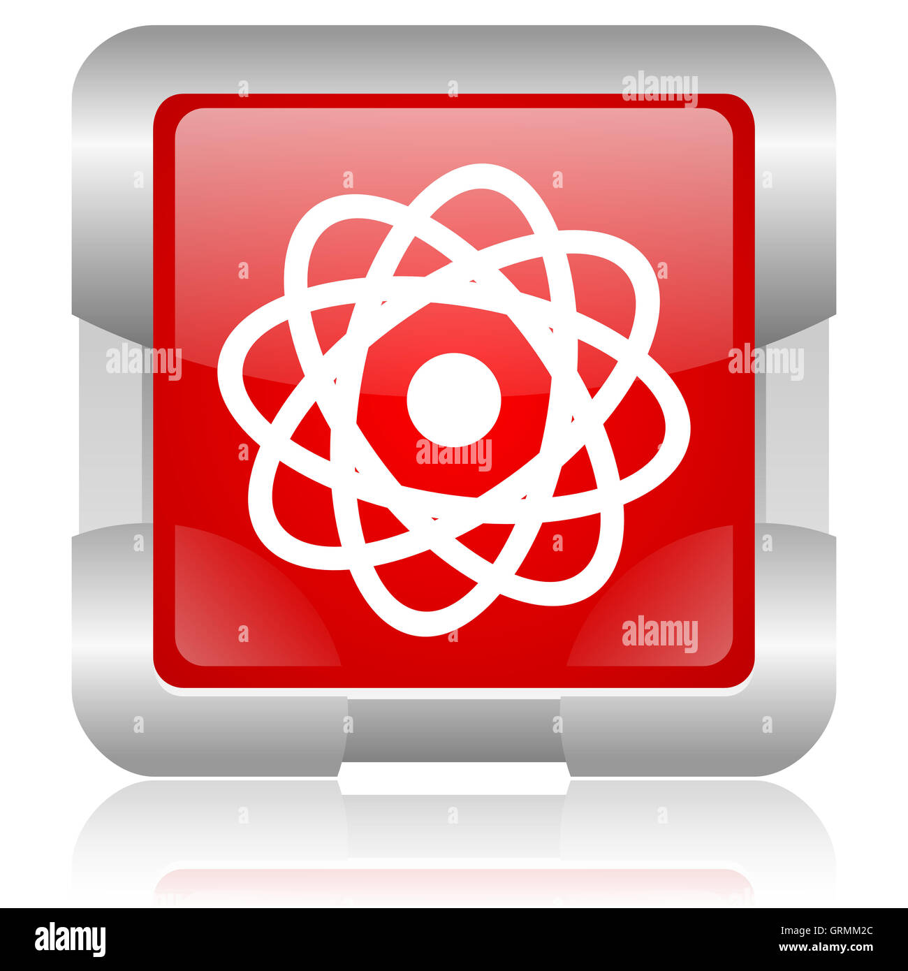 atom red square web glossy icon Stock Photo - Alamy