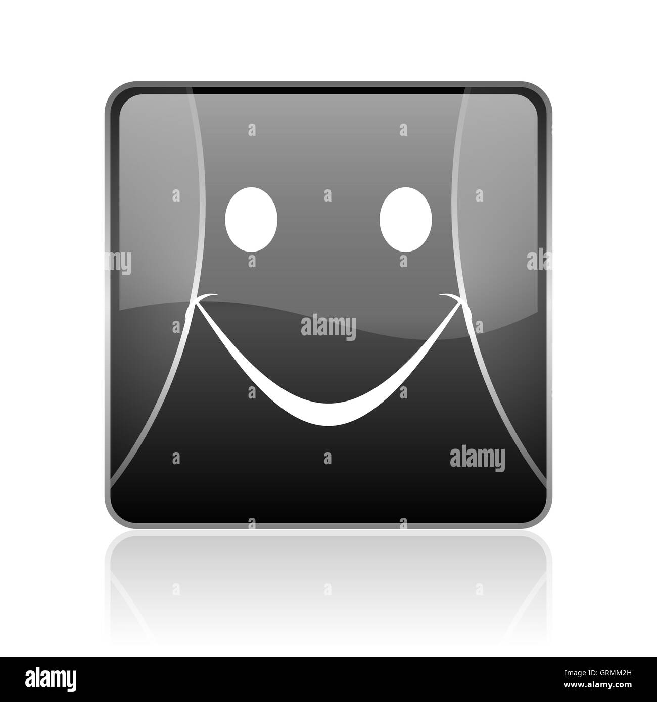 smile black square web glossy icon Stock Photo - Alamy