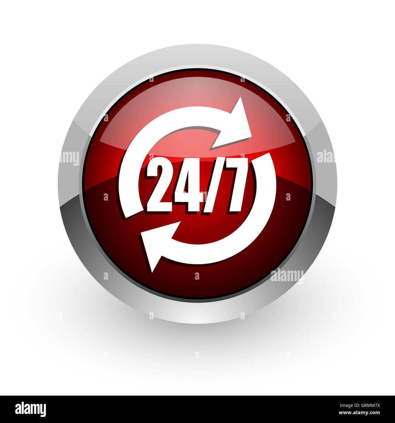 24/7 service red circle web glossy icon Stock Photo - Alamy