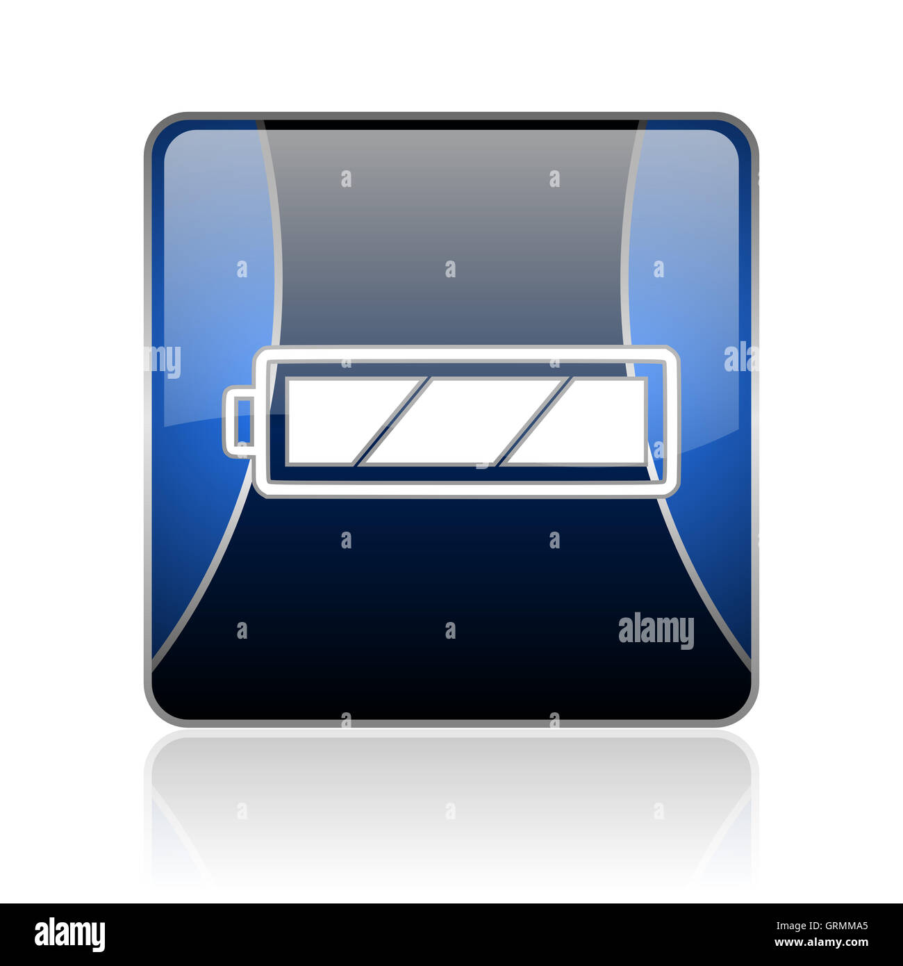 battery blue square web glossy icon Stock Photo - Alamy
