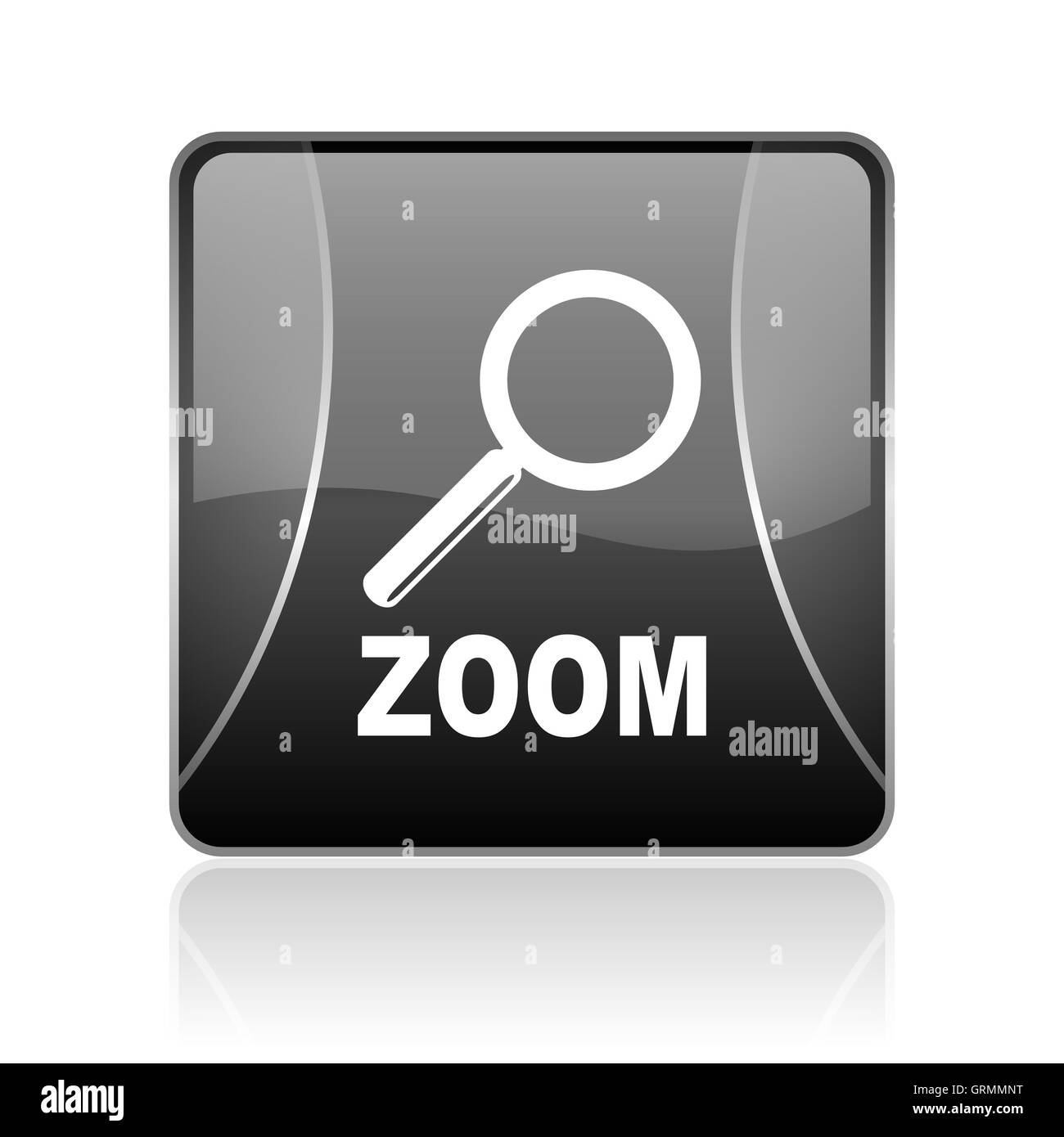 zoom black square web glossy icon Stock Photo - Alamy