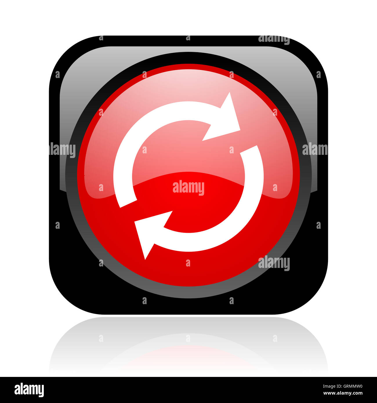 reload black and red square web glossy icon Stock Photo - Alamy