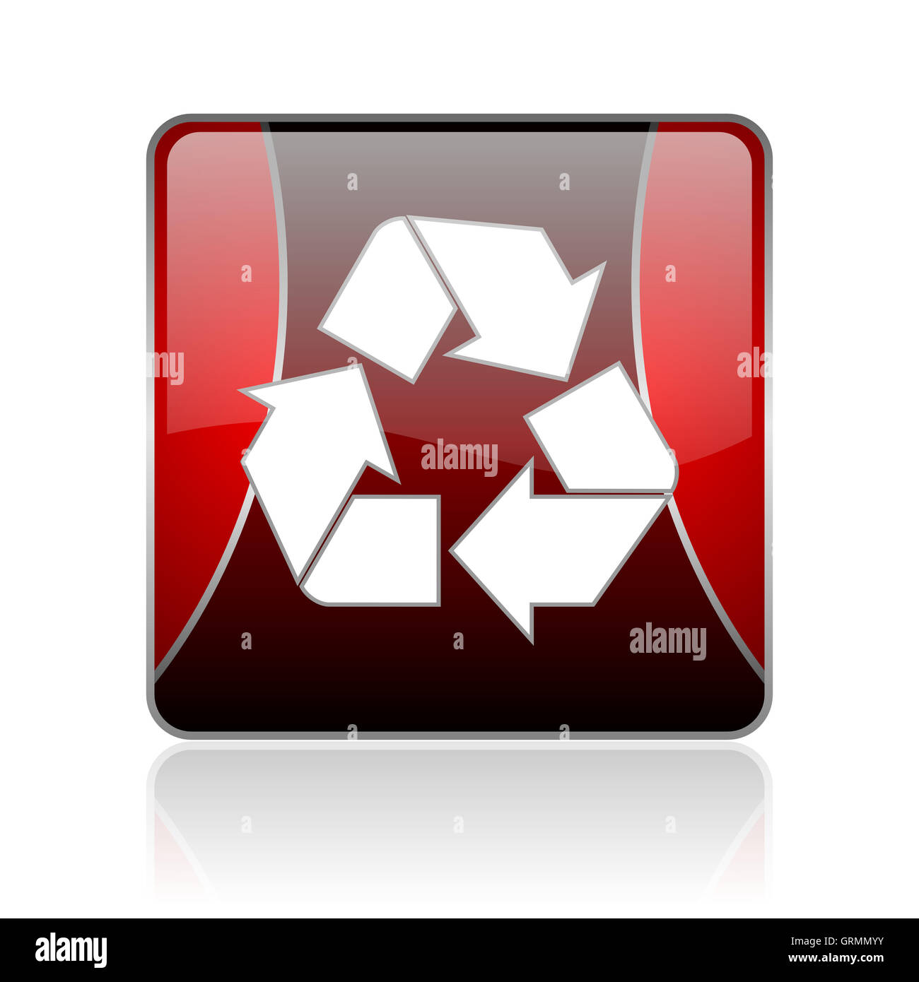recycle red square web glossy icon Stock Photo - Alamy