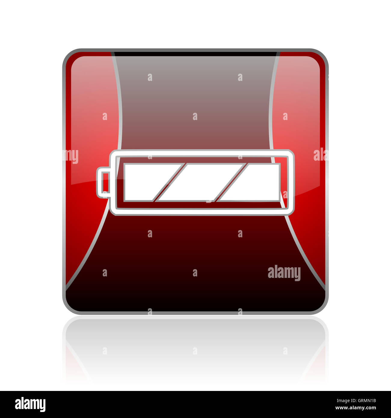 battery red square web glossy icon Stock Photo - Alamy