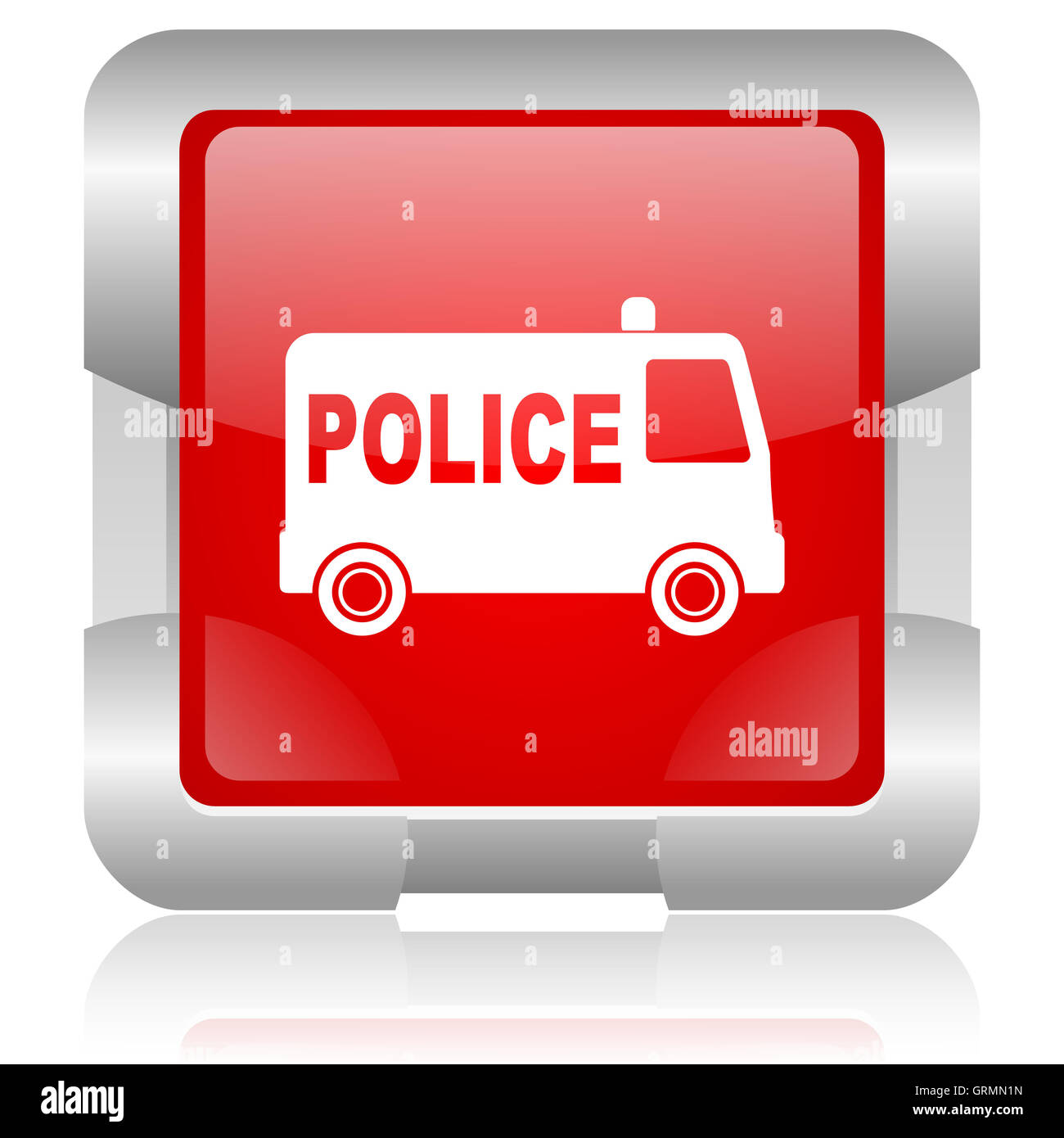 police red square web glossy icon Stock Photo - Alamy