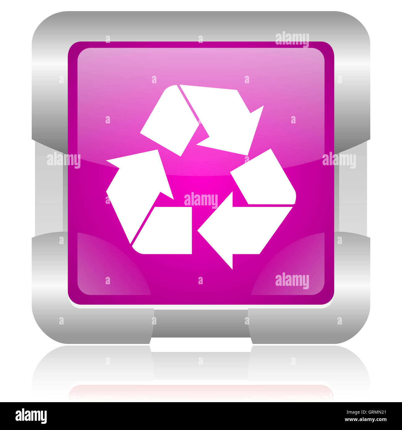 recycle pink square web glossy icon Stock Photo - Alamy