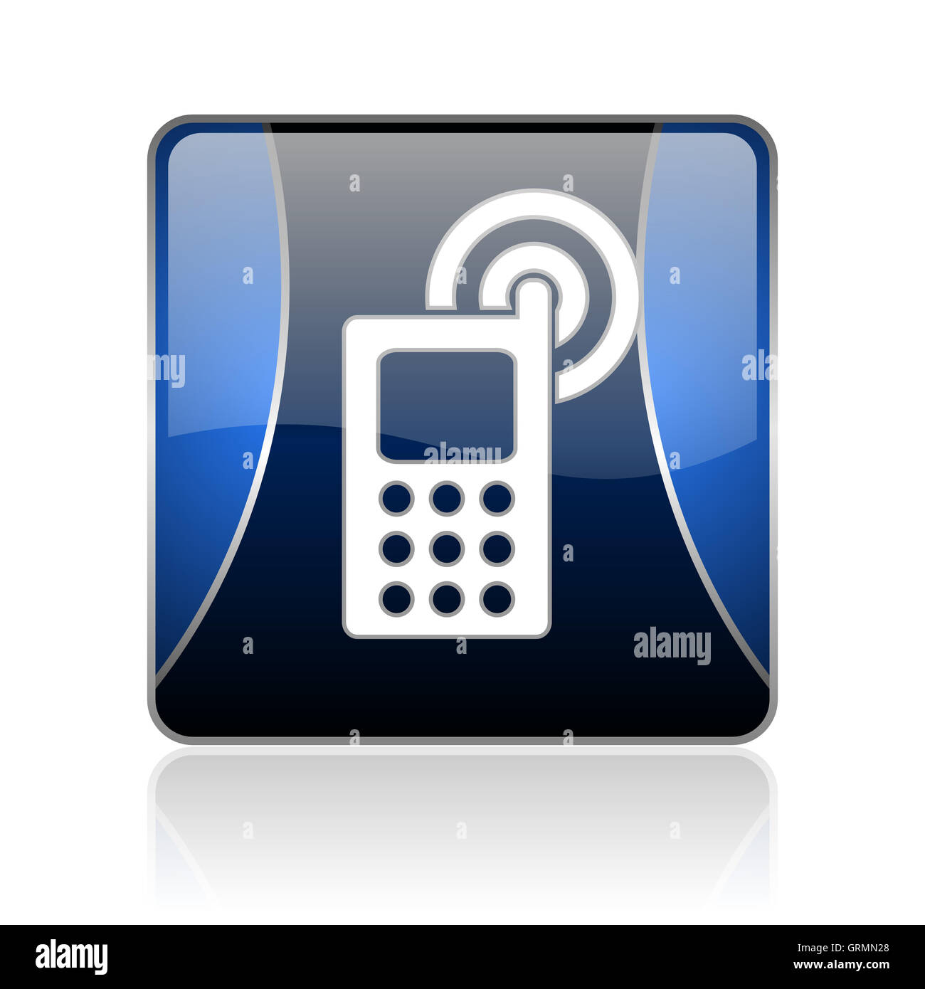 cellphone blue square web glossy icon Stock Photo - Alamy
